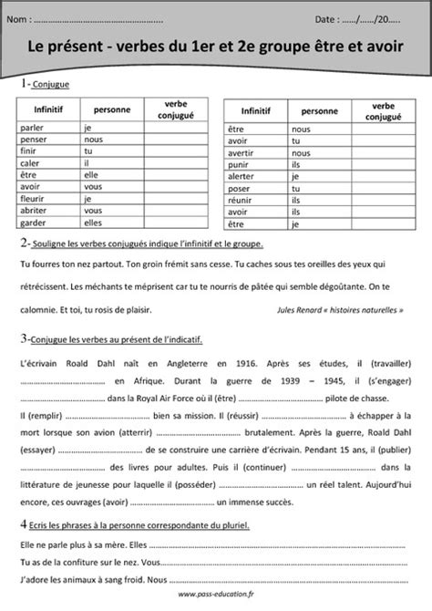 Passe Compose Des Verbes Etre Et Avoir Exercices 2eme Primaire Images