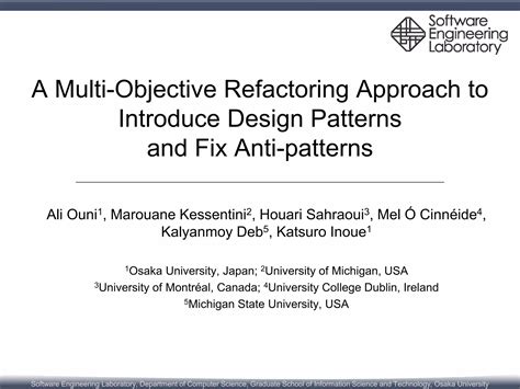 A Multi Objective Refactoring Approach To Introduce Design Patterns And