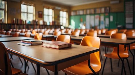 Premium Ai Image View Of An Empty Class On A Blurred Background Premium Ai Image View Of An Empty Class On A Blurred Background