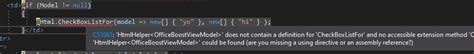 C Aspnet Mvc Htmlcheckboxlistfor Is Missing Compiler Error