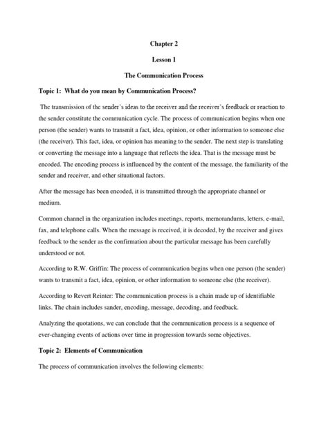 4 Chapter2 Lesson 1 The Communication Process Pdf Communication Information