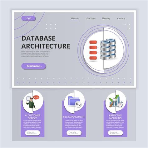 Premium Vector Database Architecture Flat Landing Page Website