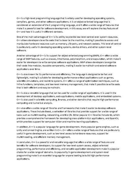 C Plus Plus Language C Is A High Level Programming Language That Is