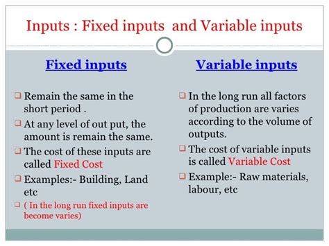 What Is The Difference Between Fixed And Variable Inputs
