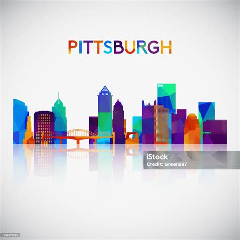 Pittsburgh Skyline Silhouette In Colorful Geometric Style Symbol For