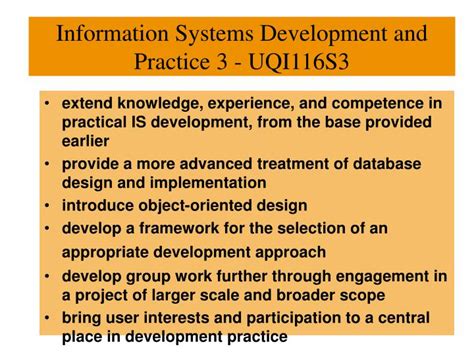 Ppt Information Systems Development And Practice 3 Uqi116s3
