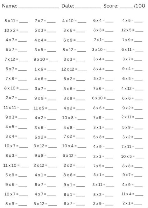 10 Multiplication Worksheets With Answer Key Included Multiplication Drills Printable Pdf Etsy