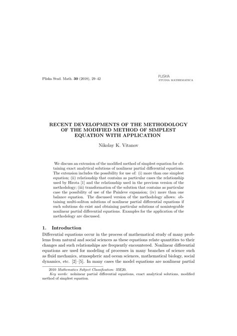 Pdf Recent Developments Of The Methodology Of The Modified Method Of