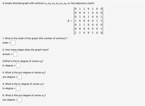 Solved A Simple Directed Graph With Vertices