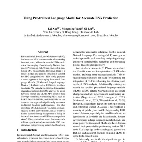 Using Pre Trained Language Model For Accurate Esg Prediction Acl Anthology