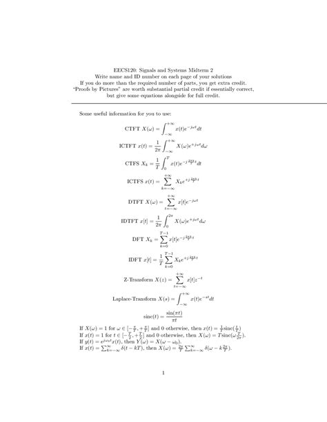 Information Signals And Systems Exam Docsity