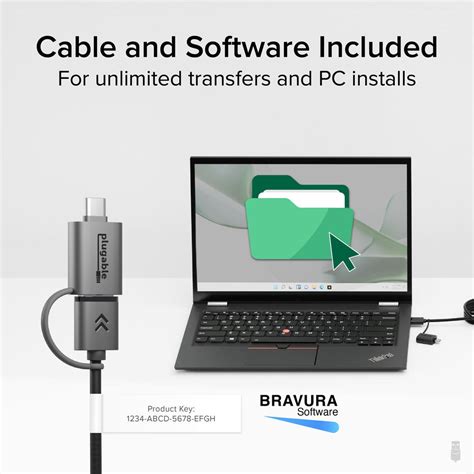 Plugable Usb Data Transfer Cable With Usb C Adapters 66ft ~ Plugable