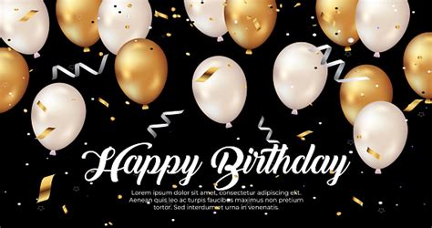 생일 풍선 벡터 배경 디자인 생일 축하 인사말 카드 디자인에 대한 풍선과 색종이 장식 요소와 텍스트를 당신에게 생일 축하합니다 형판에 대한 스톡 벡터 아트 및 기타 이미지