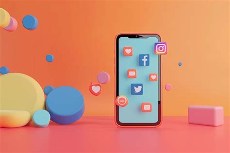 blank phone display 3d animated social media symbols above fresh and creative premium ai