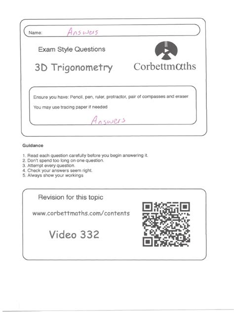 3d Trig Answers Pdf