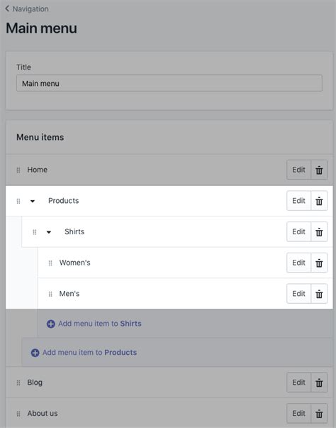 Set Up Drop Down Menus In Your Online Store · Shopify Help Center