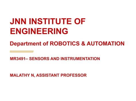 Introduction To Sensor And Instrumentationpptx Physics Science