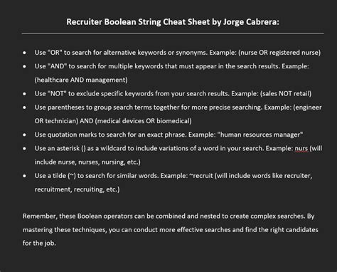 Jorge Cabrera On Linkedin Recruiting Boolean Strings Are Crucial For Recruiters As They Help Us