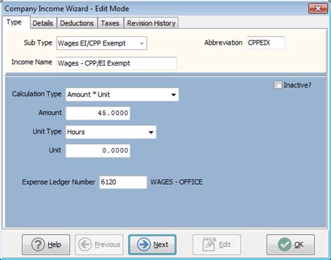 Cpp Ei Exempt Income Payroll Item