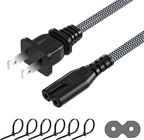 Amazon Com AC Power Cord FT Pack Prong TV Power Cord Nylon Braid Cable Replacement For
