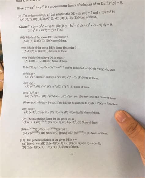 solved given y c 1e x 2 c 2e 2x is a two parameter