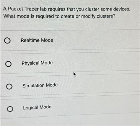 Solved A Packet Tracer Lab Requires That You Cluster Some Chegg Com