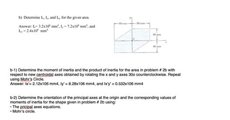 Solved B Determine Ix Iy And Ixy For The Given Area Y Chegg Com