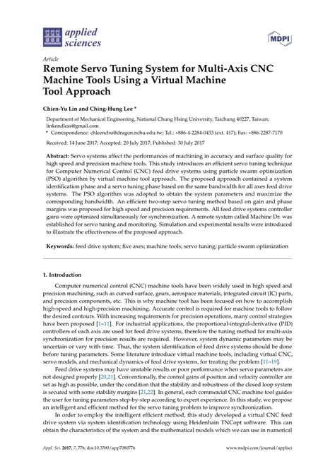 Pdf Remote Servo Tuning System For Multi Axis Cnc Machine Tools Using A Virtual Machine Tool