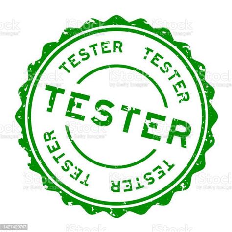 그런 지 녹색 테스터 단어 라운드 고무 인감 스탬프 흰색 바탕에 501v2 변종에 대한 스톡 벡터 아트 및 기타 이미지