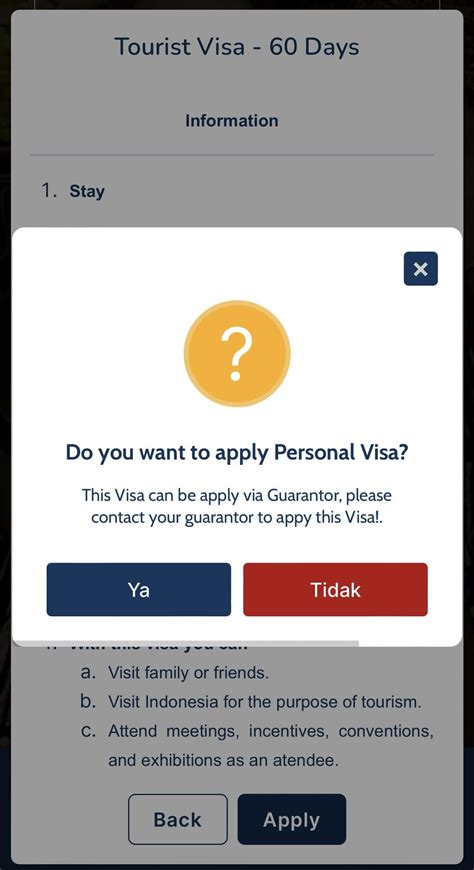 Do I Ignore This Popup When I Clicking On Apply For 60 Day Tourist Visa Rbali