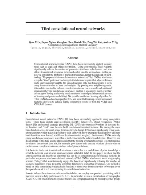 Tiled Convolutional Pdf Statistical Classification Artificial