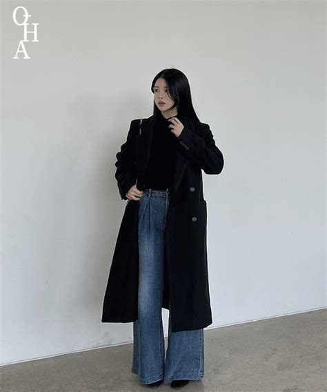 고퀄리티 헤븐 울 함유 더블 버튼 루즈핏 오버핏 일자핏 어깨패드 롱 코트 에이블리