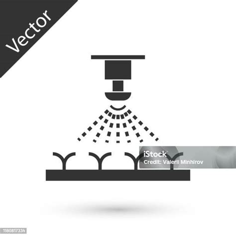회색 자동 관개 스프링클러 아이콘 흰색 배경에 격리 급수 장비 정원 요소입니다 스프레이 건 아이콘 벡터 일러스트레이션 관개 장비에 대한 스톡 벡터 아트 및 기타 이미지