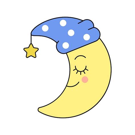 잠자는 달 그림 프리미엄 벡터