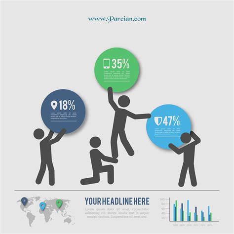 فایل طرح اینفوگرافیک ساده لایه باز طراحی شده با آیکن افراد پارشن