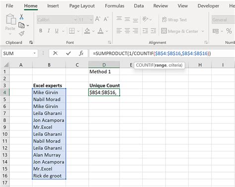 Different Methods In Excel To Get Unique Count