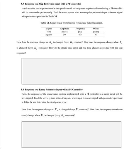 solved 3 3 response to a step reference input with a pi