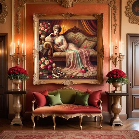 Victorian Lady Chocolates Art Print Rococo Boudoir Decor Digital