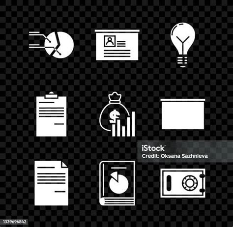 세트 원형 차트 인포그래픽 이력서보드 아이디어의 전구 개념 문서 사용자 설명서 안전 돈 가방 및 다이어그램 아이콘 벡터 가방에 대한 스톡 벡터 아트 및 기타 이미지 Istock