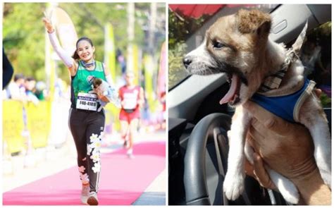 ქალმა მარათონის ხაზი უსახლკარო ლეკვთან ერთად გადაკვეთა რომელიც გზიდან აიყვანა