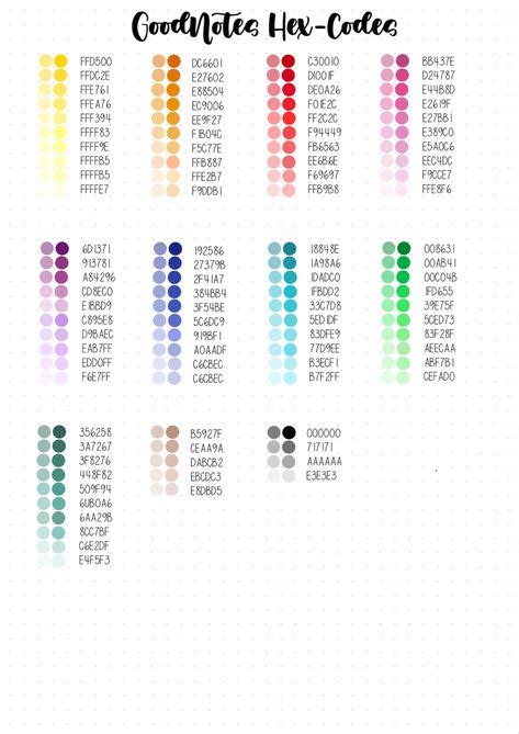 Beautiful Aesthetic Color Palettes With Hex Codes For Goodnotes