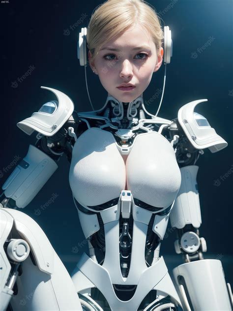 Premium Ai Image A Woman With A Robot Suit On Her Chest