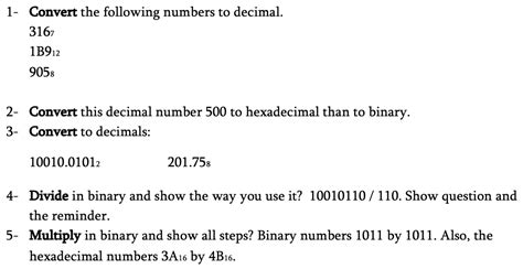 Solved Convert The Following Numbers To Decimal Chegg Com