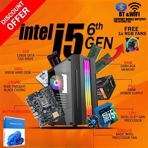 Intel® Core™i5 6th Gen Gaming Pc 8gb Ddr4 Ram 500gb Hdd 128gb Ssd