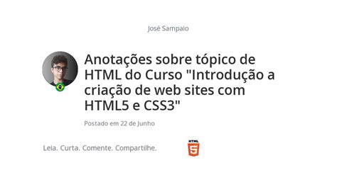 anotações sobre tópico de html do curso introdução a criação de web