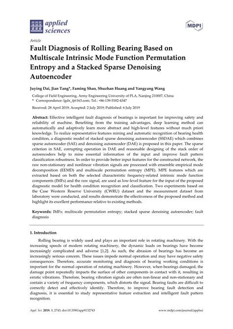pdf fault diagnosis of rolling bearing based on multiscale intrinsic mode function permutation