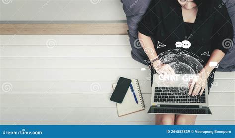 System Artificial Intelligence Chatbot Business Woman Using