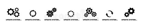 Set Of Update System Vector Icons Download New System Load Software Stock Vector