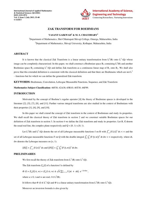 PDF ZAK TRANSFORM FOR BOEHMIANS