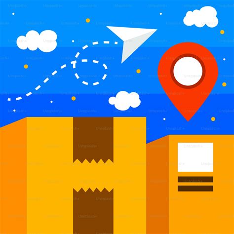 패키지 및 위치가 포함된 배송 추적 앱 그림 벡터 Unsplash의 지도 이미지